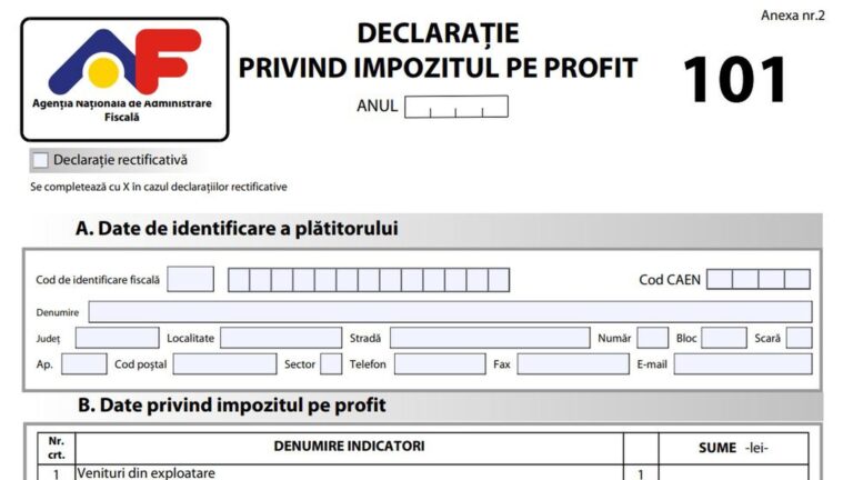 Impozit pe profit 2024. Anunțul ANAF despre formularele 101 și 101 Grup fiscal – Capital
