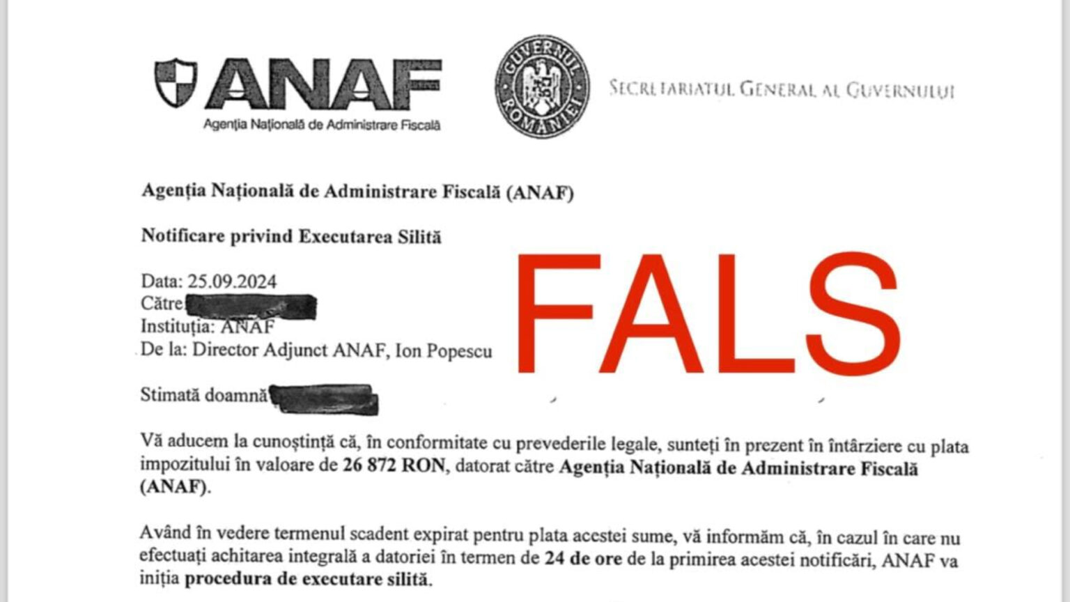 Alertă de la ANAF: Această adresă de e-mail NU aparține ANAF și nu ...
