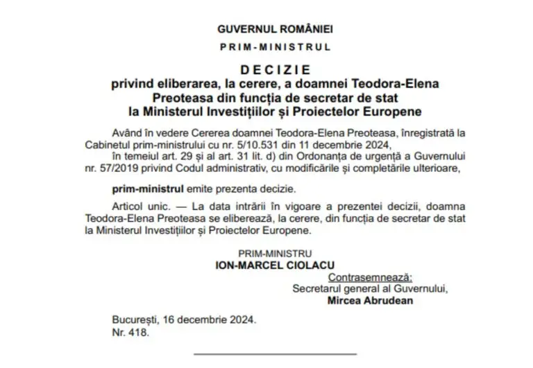 EXCLUSIV Teodora Elena Preoteasa și-a dat demisia din funcția de ...