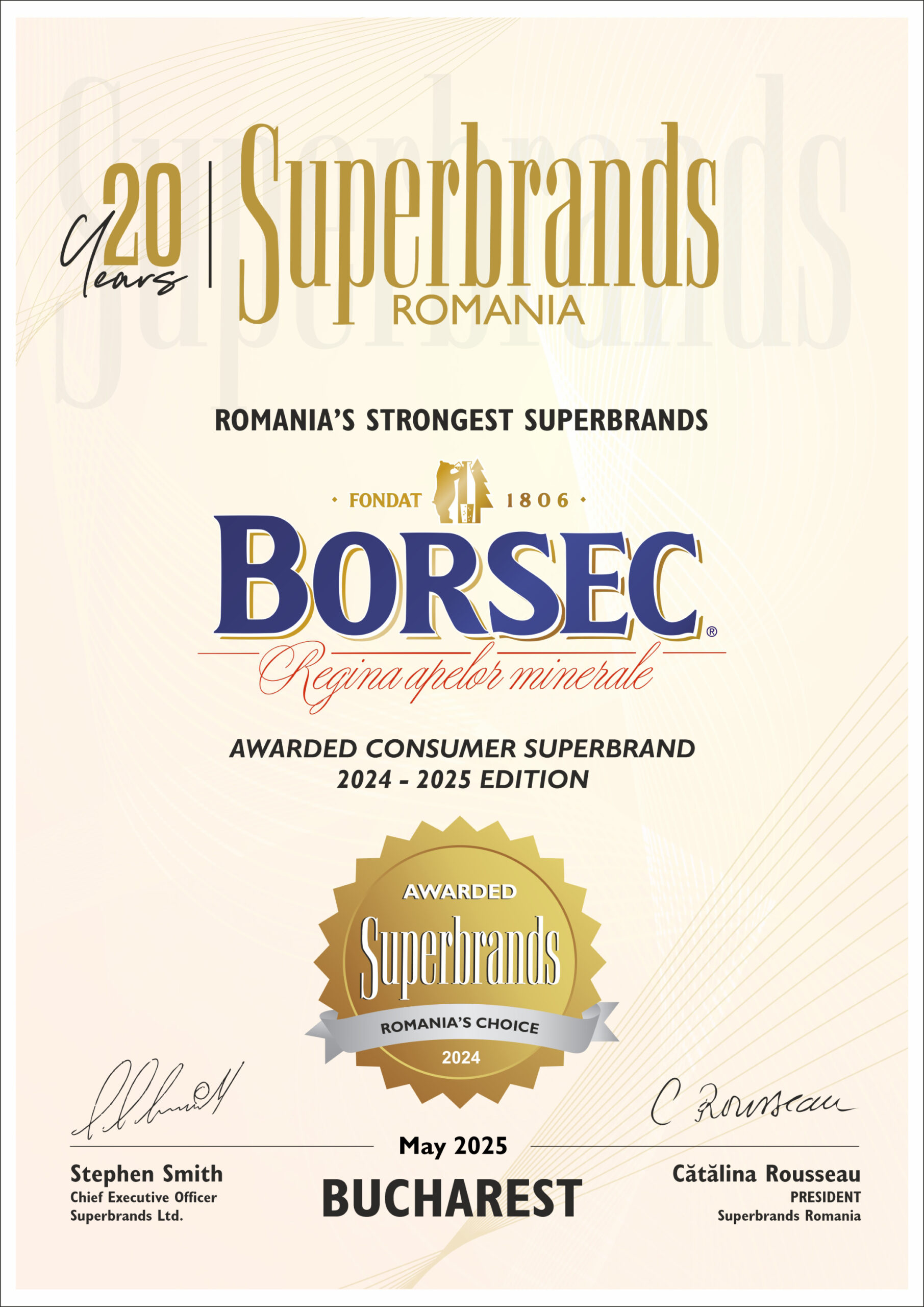 Borsec, reconfirmat Superbrand pentru a opta oară