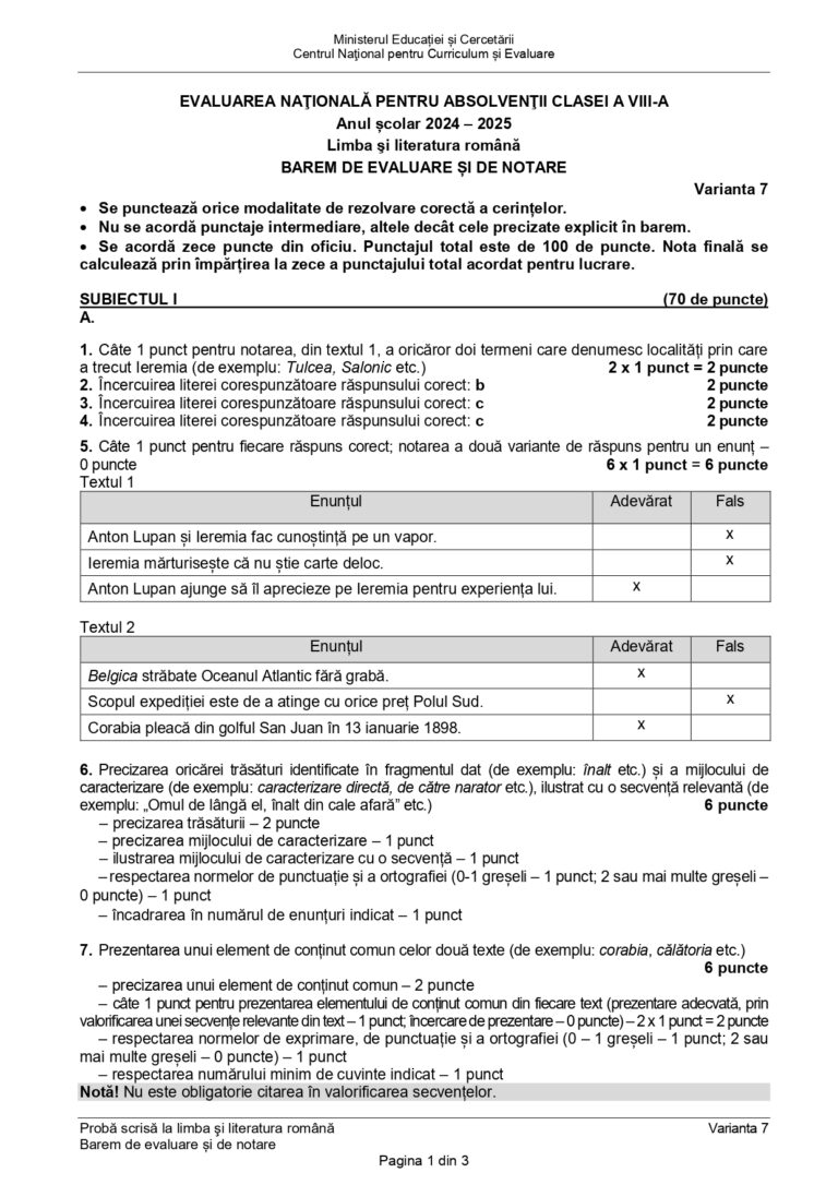UPDATE SUBIECTE și BAREM ROMÂNĂ EVALUARE NAŢIONALĂ 2025. Ce au avut elevii de rezolvat la Limba ...